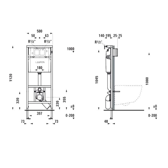 Laufen Concealed WC Frame with White Dual Flush Plate - All4Bathroom ...