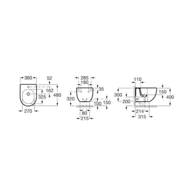 ROCA Meridian-N A357246000 Wall-Hung Compact Bidet - All4Bathroom ...